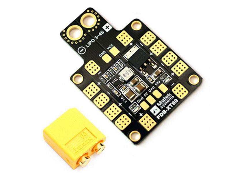 Matek Systems PDB-XT60 W/ BEC 5V & 12V 2oz Copper for RC Multirotors