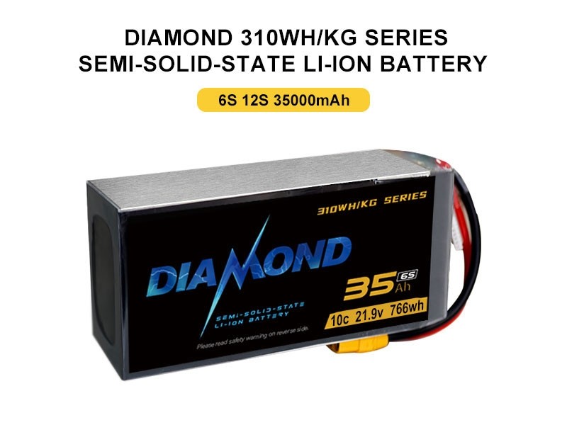 Diamond 310wh/kg Series High Energy Density Semi-Solid-State Li-ion Battery 6S 12S 35000mAh