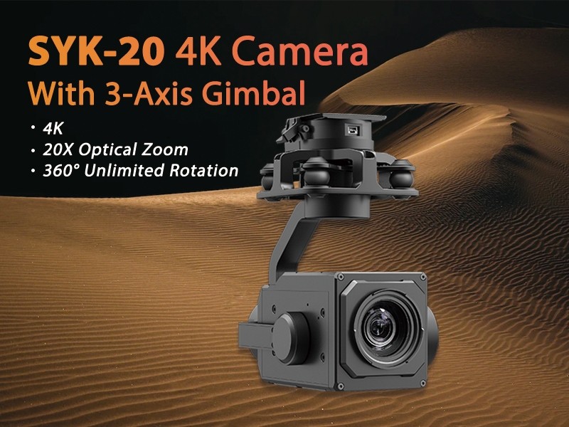 4K 20X Optical Zoom Single Sensor 3-Axis Gimbal Camera