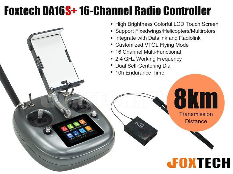 Foxtech DA16S+ 16-Channel Radio Controller for VTOL FPV Airplane and ...