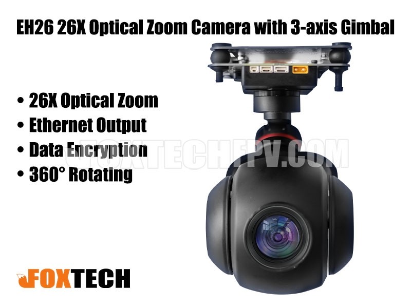 26X Optical Zoom Camera With 3-Axis Gimbal for Inspection and Surveillance