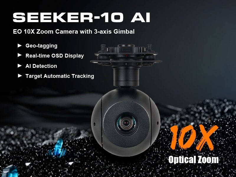Seeker-10 AI 3-Axis Gimbal: 10x Zoom Camera, Full HD Imaging, Object ...