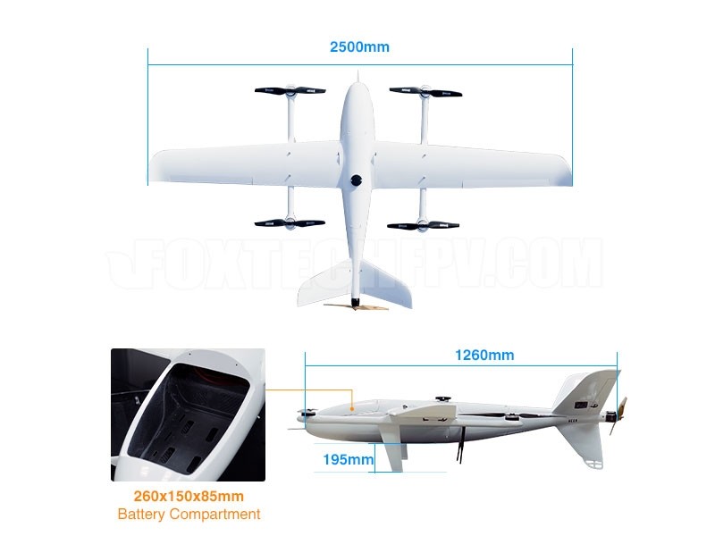 Foxtech AYK-250 long-endurance VTOL inspection and mapping drone