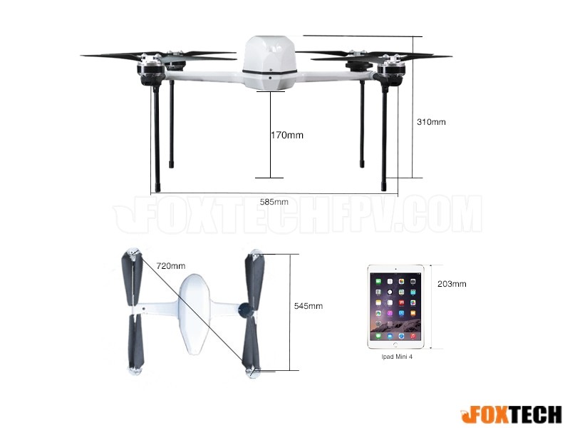 Foxtech Swan long endurance quadcopter drone for inspection ...