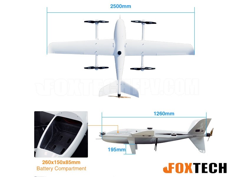 Foxtech AYK-250 long-endurance VTOL inspection and mapping drone