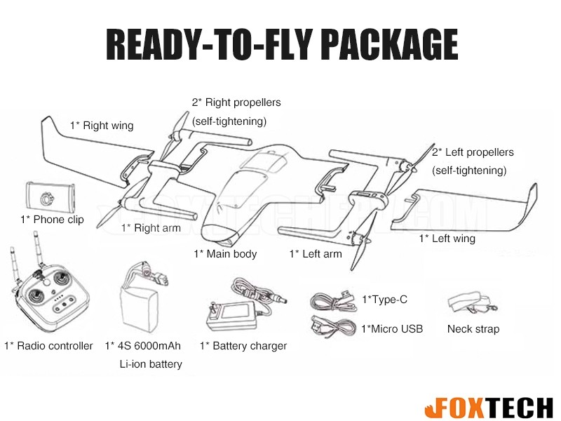 H-WING VTOL FPV Flying Wing RTF Package