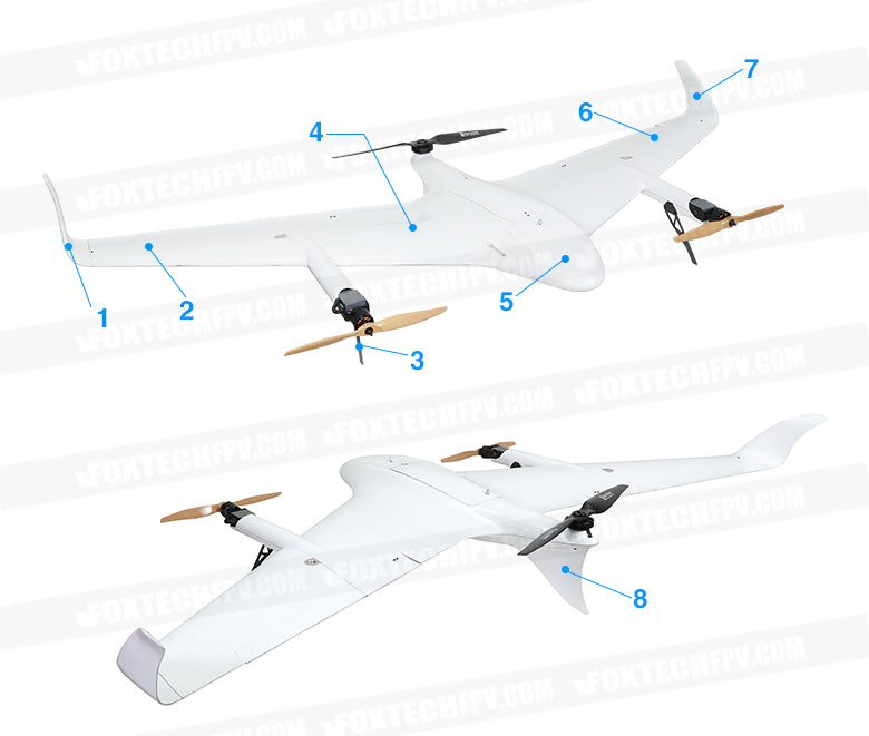 FOXTECH SABER 220 VTOL Delta Wing Spare Parts