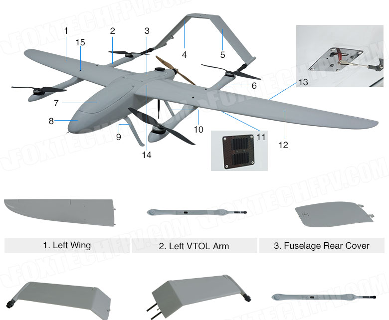FOXTECH BABY SHARK 260 VTOL Spare Parts (Matt Grey)